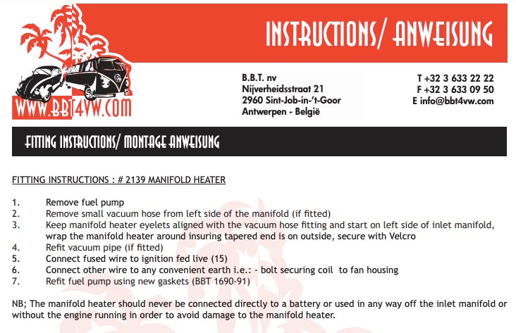 Inlet Manifold De-icing Unit (IMDU) – Buzzbug VW Parts