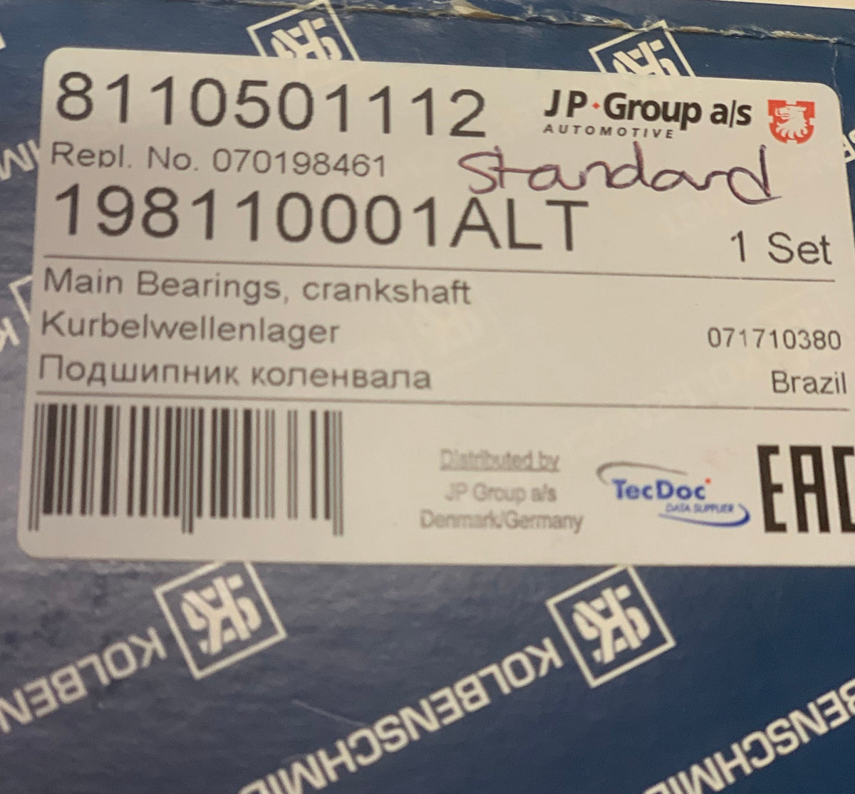 Main Bearings MAHLE, STANDARD – Buzzbug VW Parts